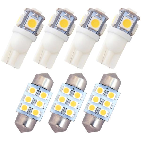 【セット内容】フロント：2点(T10)リア：2点(T10×31)バニティ：2点(T10)ラゲッジ：1点(T10×31)合計7点【確認事項】※純正LEDルームランプ車取付不可※年式・グレード等による仕様差異があり、必ず現車をご確認下さい※LE...