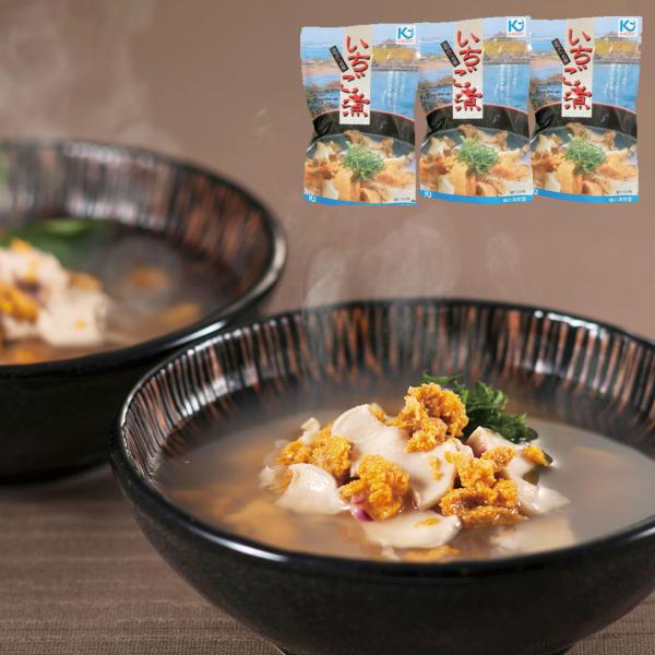 いちご煮の名前は乳白色の潮汁に沈むウニが、朝もやにかすむ野いちごに似ていることに由来しています。ウニとアワビを使用し上品で高級なお吸い物です。