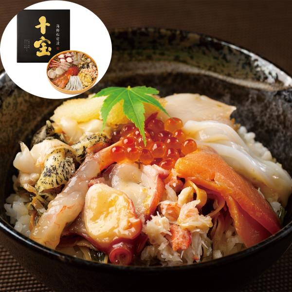 お刺身や寿司ネタとしてそのまま食べられる海鮮具材を贅沢に使用した、とろみのある海鮮松前漬けです。海の幸の旨味の詰まった松前漬けは、食感・後味・喉ごし全てが楽しめる贅沢な仕上がりです。「十宝」の名に相応しい、とびっきりの海の味わいをお楽しみい...