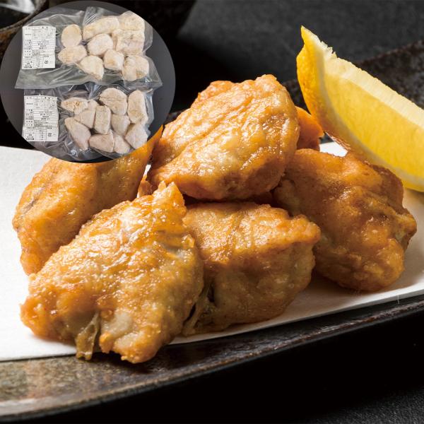 トラフグに次ぐ美味しさといわれるマフグの切身（ぶつ切り）に唐揚げ粉を付けました。