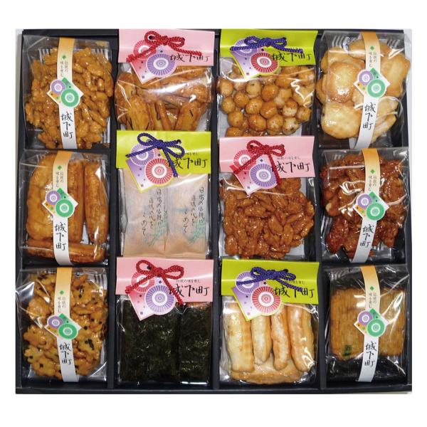 彩り鮮やかなおかき、あられの詰め合わせです。四季を通じてお遣いいただけます。