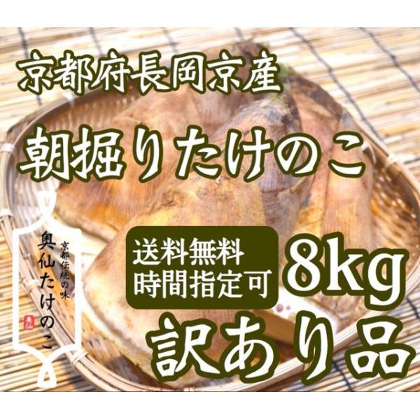 【発売日：2026年04月04日】京都府長岡京産 朝掘りたけのこ 訳あり品 約8kg大きさにバラつきがございますが品質には全く問題のない新鮮な朝掘りたけのこです。※　こちらの商品は4月上旬から4月下旬にかけて順次発送させていただきます。※　...