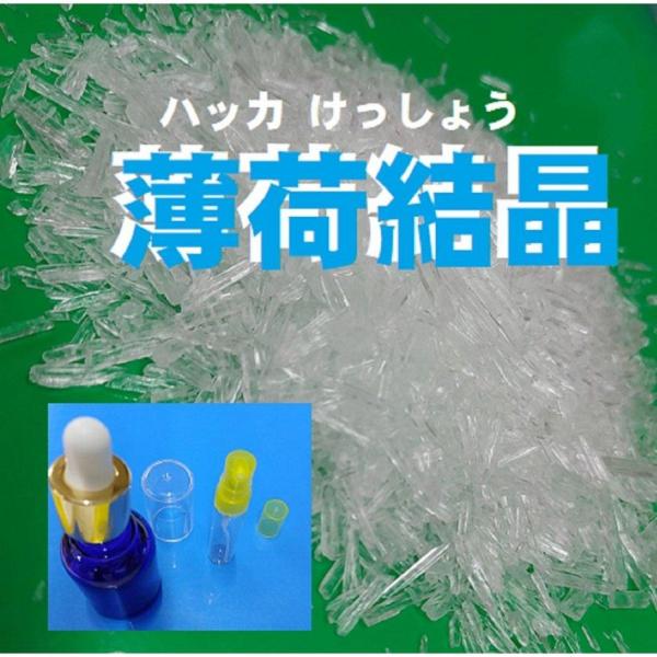 【医薬部外品】ハッカ結晶・薄荷脳 500g・スポイド付空瓶・スプレ-ガラス容器同封.・薄荷水(薄荷1個)入れたペットボトル1本)部屋の4隅にi置くと小バエが無くなります.