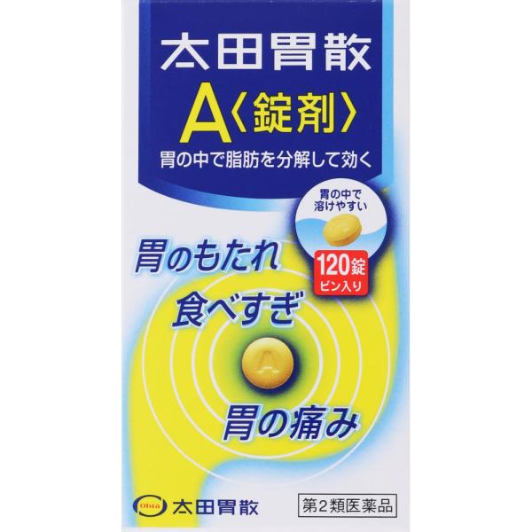【あすつく対応】【商品説明：】太田胃散A「錠剤」は、胃の中の脂肪分を分解することによって胃に対する負担をやわらげ、不快な症状を改善する胃腸薬です。【用法用量：】次の量を食後又は食間（就寝前を含む）に服用してください。ただし、食欲不振の場合は...