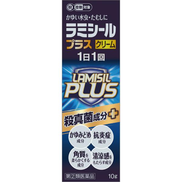 【あすつく対応】【商品説明：】水虫・たむしは白癬菌〈水虫菌〉というカビ（真菌）が皮ふ表面にある角質層に感染・寄生しておきる皮ふ病です。ラミシールプラスクリームは、殺真菌成分テルビナフィン塩酸塩を配合する水虫・たむし治療薬です。●有効成分であ...