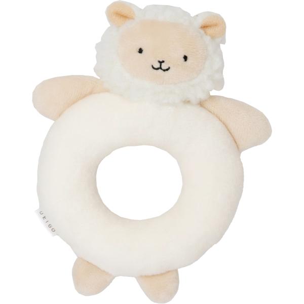 カラカラとかわいい音が鳴って、ふわふわな手触り！赤ちゃんのお気に入りの一つに。食品検査基準に準じた素材で作られており、ホルマリン検査もクリアしているので、赤ちゃんが口に入れても安心です。台紙にGod Bless Youの文字入り。サイズ／タ...