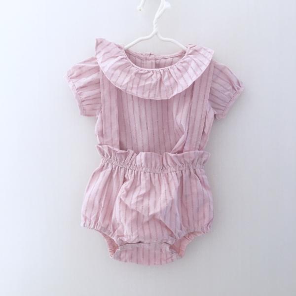 ふんわりとした優しい生地感にうっとり…☆可愛いかぼちゃパンツデザインに、サロペットがついたセットアップ。セットで着るのも良し、別々にコーディネートを組んでも良し◎サロペットを下に、トップスを上に持ってきても可愛いアイテム♪サロペットは取り外...