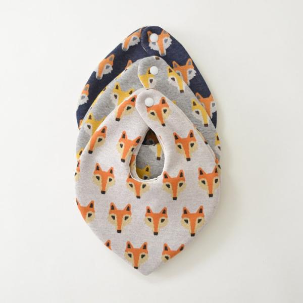 キツネ総柄スタイ よだれかけ 子供服 男の子 女の子 josse ベビースタイ 赤ちゃんスタイ コットン100% 綿100% おしゃれ かわいい 可愛い 韓国ベビー服 韓国 涎掛け 出産祝い 出産お祝い 赤ちゃん用品 ベビー用品 前掛け 前...