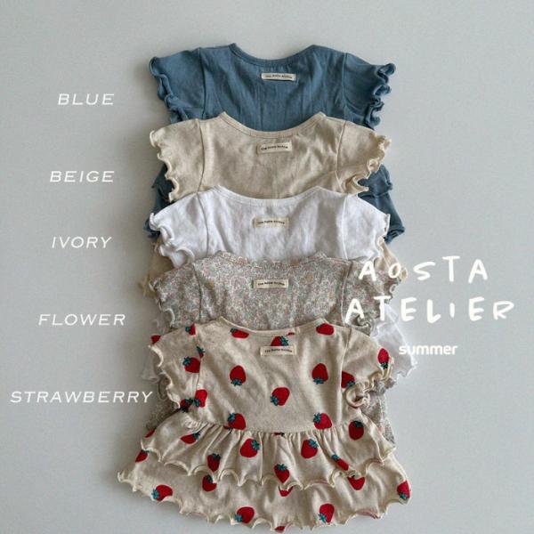 おまけつき 【予約商品/4〜6週間で入荷予定】 AOSTA アオスタ 25夏物 新作 リネンフリルブラウス Linen frill blouseの商品ページ。オルセンオルセンは大阪市西区に実店舗がある韓国子供服のセレクトショップです。