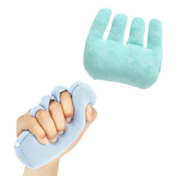 指の拘縮ケアに最適なリハビリ用グリップパッド1個と指型パッド1個のセット：柔らか素材で手指に優しくフィット。握るだけで手指のリハビリや筋力トレーニングが可能。肌に優しいクッション素材で、握り心地が良く、長時間使用しても快適です。指 拘縮 ク...