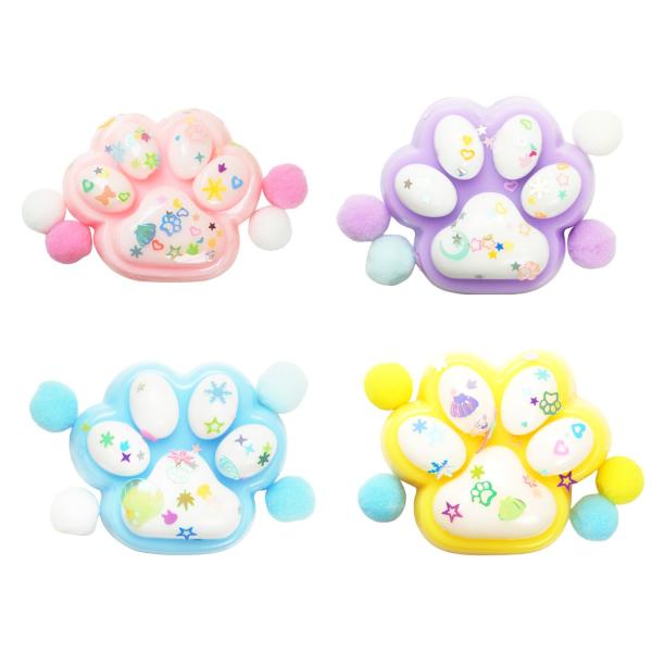 【商品名】パステル肉球スクイーズ中【16個セット】【商品サイズ】本体サイズ：約H60×W66×D24mm【色】4種アソート。色・柄の指定は出来ません。【注意事項】こちらの商品は業務用商材の為、不良品が出たとしても返品・交換・返金は一切出来ません。