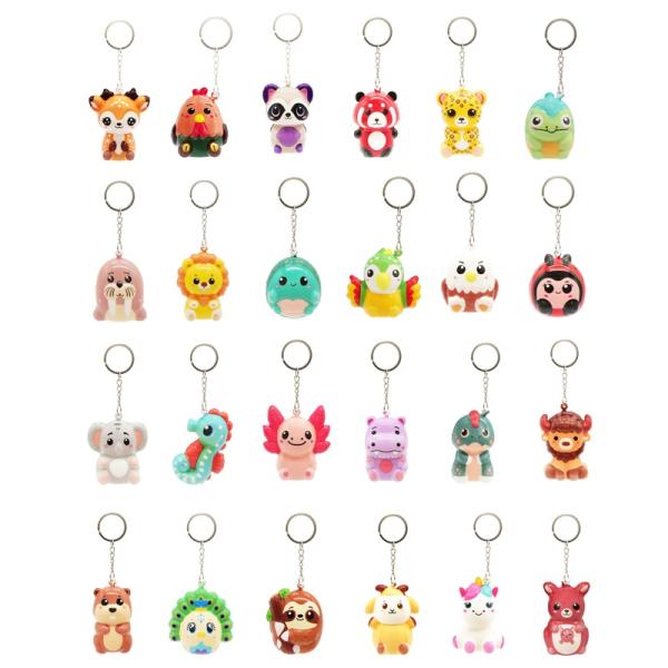 【商品名】ゆかいなアニマルスクイーズKH【24個セット】【商品サイズ】サイズ：H55mm(種類によって異なる)【色】24種アソート。色の指定は出来ません。【注意事項】こちらの商品は業務用商材の為、不良品が出たとしても返品・交換・返金は一切出...
