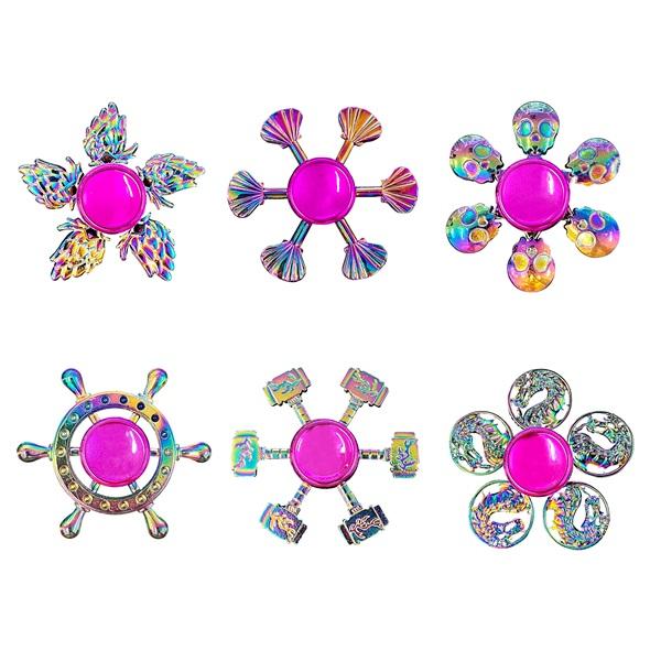 【商品名】ハイグレードメタルスピナー【6個セット】【商品サイズ】商品サイズ：H55×W55mm(種類によって異なる)【色】6種アソート。色・柄の指定は出来ません。【注意事項】こちらの商品は業務用商材の為、不良品が出たとしても返品・交換・返金...