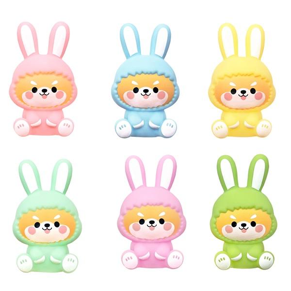 【商品名】ぷかぷかうさぎの着ぐるみ柴犬【50個】【商品サイズ】本体サイズ：H60×W40mm【色】6種アソート。色・柄の指定は出来ません。【注意事項】こちらの商品は業務用商材の為、不良品が出たとしても返品・交換・返金は一切出来ません。