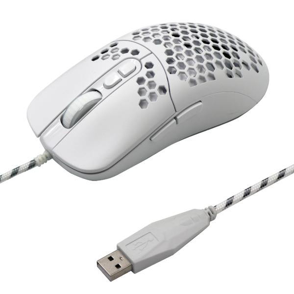 - クリック音を抑えた静音スイッチ採用でノイズ音を低減。- 軽量ハニカム構造で素早い操作を実現。重量約75gでありながら、しっかりとしたフィット感を提供。- 6段階のDPI設定（1200/1600/2400/3200/4800/7200）で...