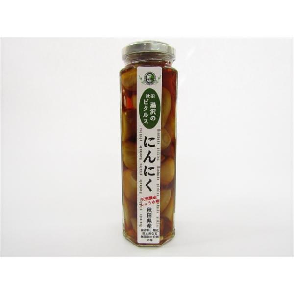 カットしてあって食べやすい。にんにくが柔らかく醤油風味のピクルス。カットしてあって食べやすい。にんにくが柔らかく醤油風味のピクルス。名称/酢漬け原材料名/ニンニク（秋田県産）、漬け原材料（醸造酢、醤油、砂糖、香辛料）、（一部に小麦を含む）内...