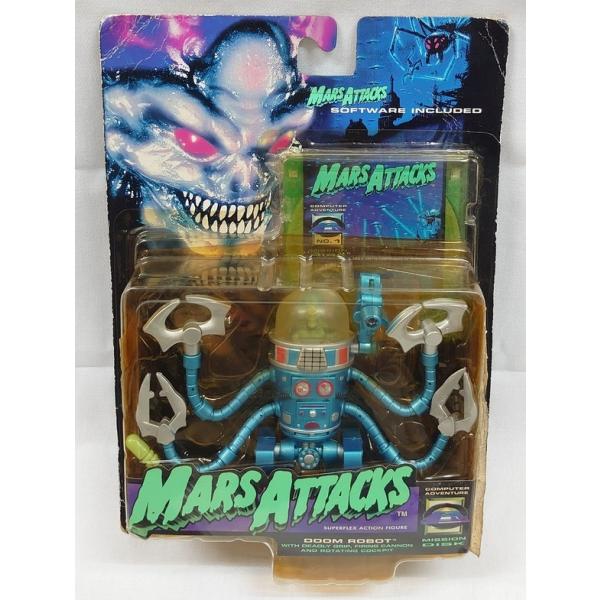 マーズアタック、アクションフィギュア「ドゥームロボット」です。※パッケージに色あせ・すり傷、ブリスターの変色等の傷みがあります。ロボットのカプセル部分が変色しています。1996年当時の物です。アクションがある場合は、関節部分などパーツの劣化...