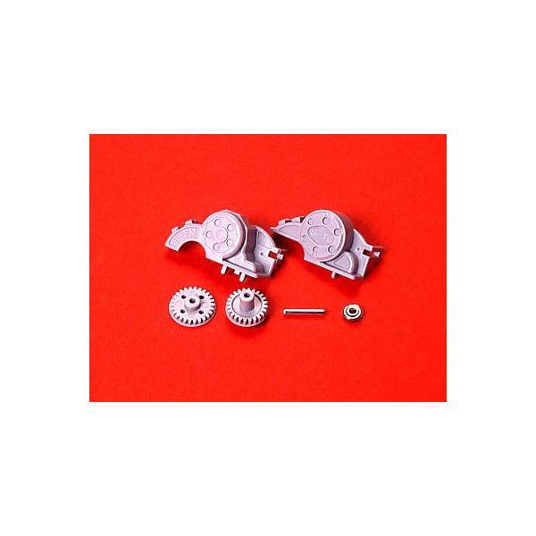 【マシンの性能アップやセッティングに役立つパーツです】小径タイヤを装着したスーパーFM、TZ、TZ-Xシャーシマシンに取り付けて、トップスピードを伸ばすギヤセットです。穴開け加工された軽量なスパーギヤをはじめ、カウンターギヤ、シャフト、ギヤ...