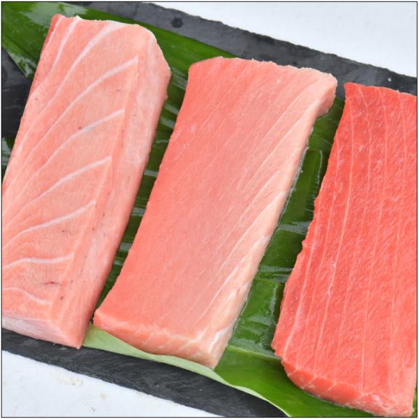 送料無料（ラッピング・送料込みで企画されたギフト商品）でお届けします。三崎で５０年以上にわたって海の恵みをお届けしてきたさざえやが、ギフトのために選んだマグロです。三崎の本マグロをどうぞ、お楽しみください。大トロ、中トロ、赤身のセットです。...
