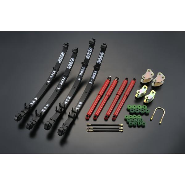 リーフスプリングTYPE-T[2.5〜3インチUP］JA11用 +ロングショックSET+デルタシャックル ２０ｍｍロング × 2＜Fr用＞+ブーメランシャックル２０ｍｍロング × 2 ＜Rr用＞+５０ｍｍロングブレーキホース SET+ファー...
