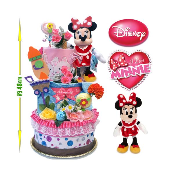 ◆◆　高さ約４５cm・幅約 ２８cm　テープタイプパンパース 47枚使用□□ USA Luvable社　ベビーソックス・ハンドタオルは色違いを使用する場合もございます。◆◆　アメリカ からやって来ました「ミニーマウス」・ライセンス商品ではあ...
