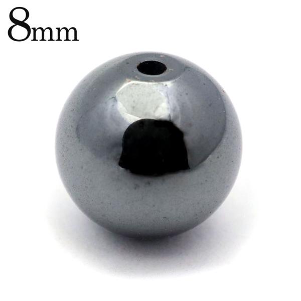 1粒単位から販売をしています。◆サイズ直径 約8mm（±0.5mm）◆備考天然石となるため、へこみや傷が入った玉が混じる場合がございます。◆ヘマタイト 赤鉄鉱鏡面仕上げのシルバーブラックがとてもクールな印象を持つヘマタイト。 パワーストーン...