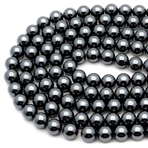一連1本単位から販売をしています。◆サイズ直径 約12mm（±0.5mm）◆備考天然石となるため、へこみや傷が入った玉が混じる場合がございます。◆ヘマタイト 赤鉄鉱鏡面仕上げのシルバーブラックがとてもクールな印象を持つヘマタイト。 パワース...