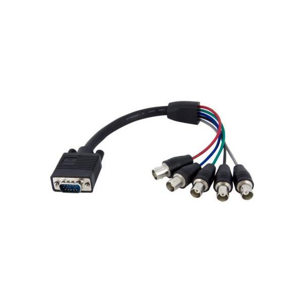 ■短く柔らかいケーブル設計■HD15 VGA(オス)- 5x BNC(メス)コネクタ■壁面設置型VGA TVやプロジェクタを既設のBNC同軸に接続■StarTech.comの全使用期間保証で信頼性を保証