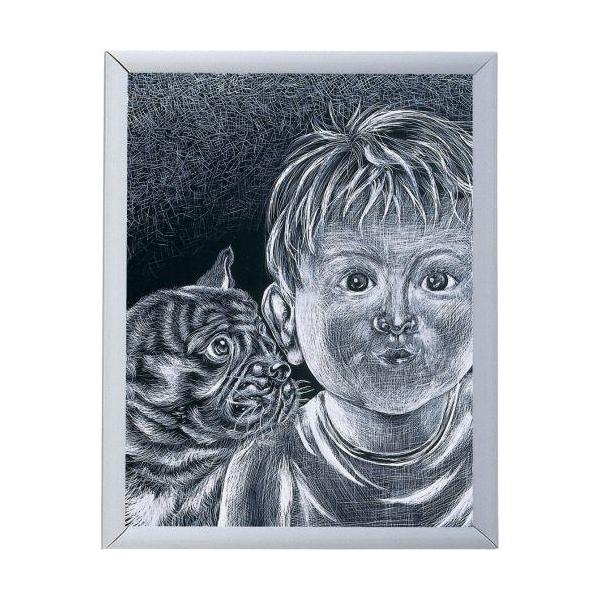 ■ニードルや、くぎなどでひっかいた線によって絵を仕上げていくものです。シャープな線がでます。