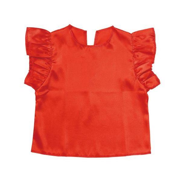 ■袖にフリルが付いた着脱カンタンなスリット入りサテンシャツ！