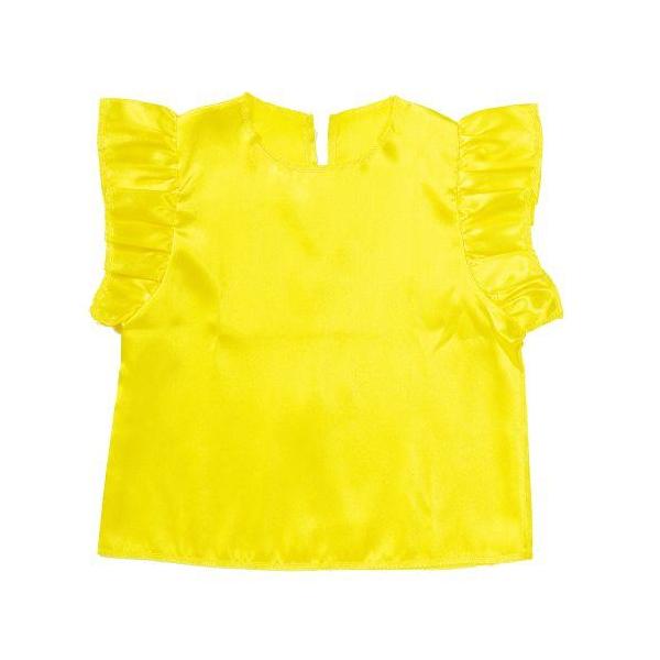 ■袖にフリルが付いた着脱カンタンなスリット入りサテンシャツ！