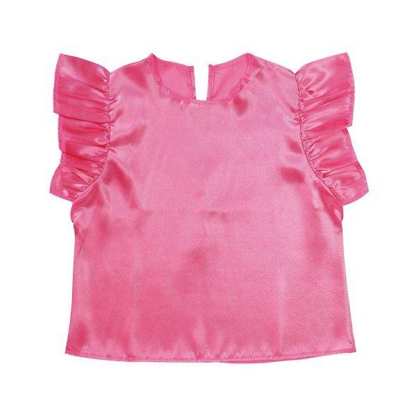 ■袖にフリルが付いた着脱カンタンなスリット入りサテンシャツ！