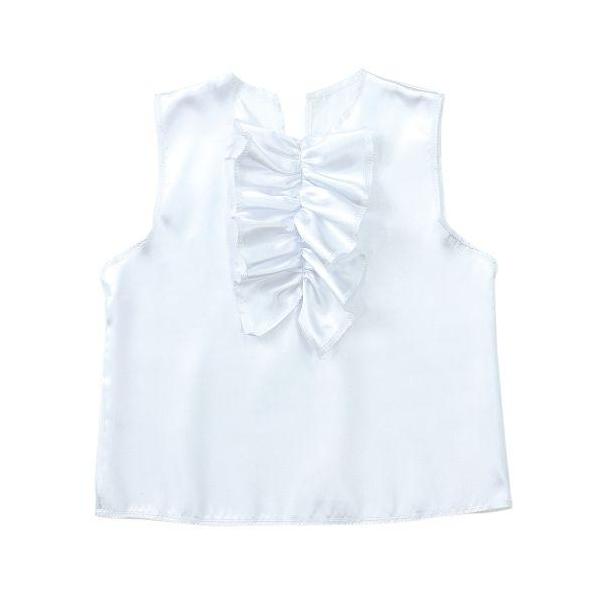 ■前フリルがついたソフトサテンシャツ