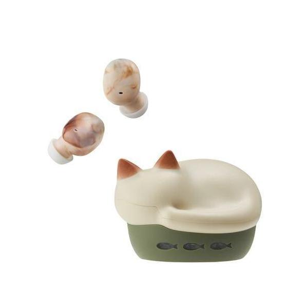 【発売日：2024年08月31日】■猫のかたちの完全ワイヤレスイヤホン、世界に一つだけのマーブル模様のイヤホン■製品1台あたり20円を保護猫団体に寄付■音声アナウンスは猫の声■小さく丸くなって眠る猫をモチーフに、使っていない時間もそばに置い...