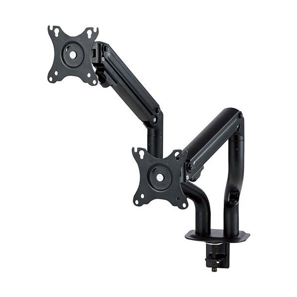 【発売日：2023年01月18日】■17〜32インチサイズのモニターに対応するロングアームのメカニカルスプリング式ダブルモニターアームです■モニター下のスペースを有効活用してデスクの上を広く使うことができます■メカニカルスプリング式なので少...