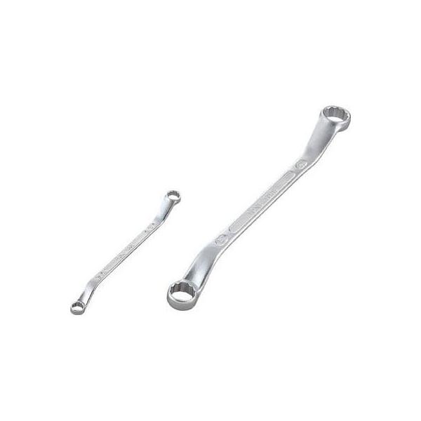 ■柄部の曲がり角度が45°になっていますので、周辺の障害物を避けて作業ができます。■めがね部は12角のため、ボルト・ナットにはめ合わせやすく、比較的狭い場所でも作業が容易です。