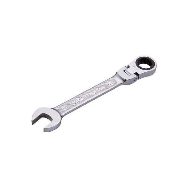 ■ラチェットめがね部の振れ角は片側約90°あり、作業性に優れています。■送り角度5°(8mmは除く)で、狭い場所でのスムーズな連続作業ができます。■ラチェットめがね部は本締めが可能です。