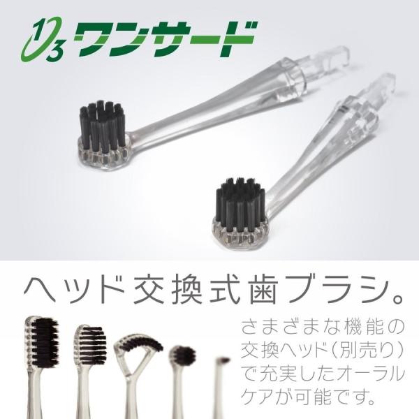 【こちらは交換用の奥歯ブラシ（２本セット）です】原産国：日本パッケージのサイズ：234 × 35 × 17 mm商品重量：13gブラシヘッド部：PET毛の材質：ナイロン毛先：先丸（お口にやさしい角のない先丸加工）耐熱温度：80度奥歯用スペア...