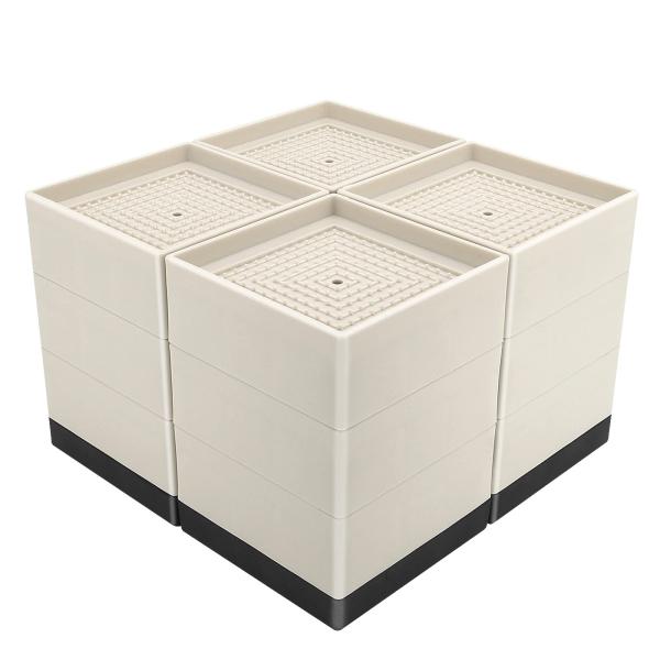 【商品概要】【四段式設計】上段と中段の2層はPP(ポリプロピレン)素材で、頑丈的で耐久性が抜群です。おニーズに応じて、中段を取り外して二段式、三段式のかさ上げ台としても使えます。下段はTPU（ゴム）が採用され、耐摩耗性が高いです。【振動・騒...