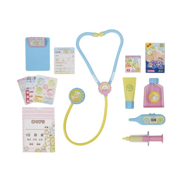 定番のお医者さん遊びに人気のすみっコぐらしが登場。たくさんの道具が入ったセット！楽しくお医者さんごっこで遊ぼう！発売日 : 2022年05月01日定価 : 1100円JANコード : 4902923152988商品番号 : 191065