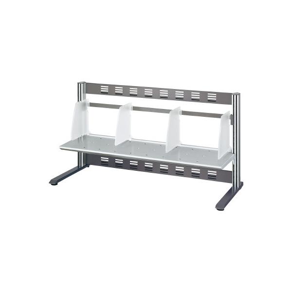 机上が効率的に使用できます!●サイズ/W836×D330×H440mm●タイプ/可動式仕切板4枚付き・棚1段●カラー/シルバー●棚板寸法/W800×D215×H18mm●材質/棚板・背板・脚ベース部:スチール、支柱:アルミ押出し型材●質量/...