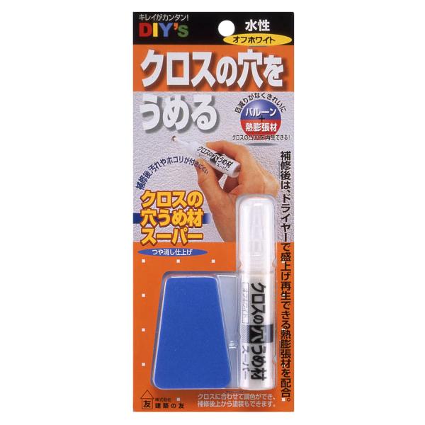 ・内容量(約):10ml・クロスのピン穴・すきま補修に便利・サイズ(約):径1.7×高9.5cm、パッケージサイズ(約):幅8×奥1.8×高20cm・カラー:オフホワイト・完全乾燥後はゴム程度の硬さになりますので、うめた箇所に再びピンやネジ...