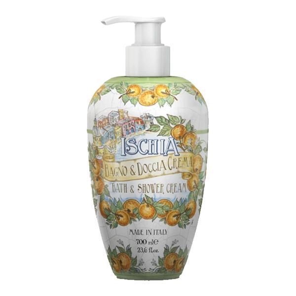 〇Bath＆Shower Cream Soap バス＆シャワークリームソープヤシ油、アーモンドオイル、オーガニックアロエベラエキス、植物由来グリセリン配合のクリーミーで保湿しながら優しく洗い上げるボディソープです。・ISCHIA イスキアナ...