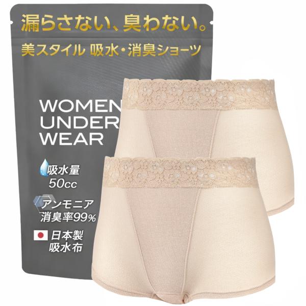 素材：綿65％・ポリエステル35％レース部分 ナイロン・ポリウレタン生産国：中国(吸水パッドは日本製)※吸水量は、無加圧状態での試験結果となります。そのため使用条件によっては、吸水量未満でも漏れ出すことがあります。※こちらの商品は、注文と同...
