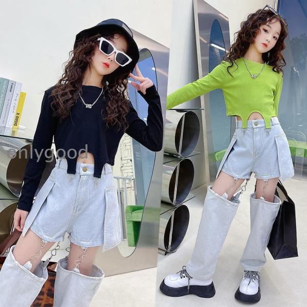 ダンス服装 体操服 tシャツ スウェット キッズチアリーダー hiphop ヒップホップ 女の子 ステージ衣装 ダンスウェア 子供 応援団 運動会 甲子園 チアガール衣装 舞台演出服　おしゃれ　ストリート系　B系　K-POP　韓国　ダンスコ...