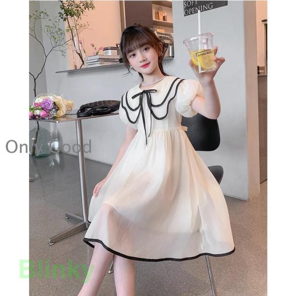 素材：ポリエステルワンピース キッズ 子供服 女の子 夏 半袖 ワンピース 子供ドレス キッズワンピース ジュニア お姫様 おしゃれ 可愛い カジュアル 新品110 120 130 140 150 160●輸送上の都合上、商品に多少の傷、汚...