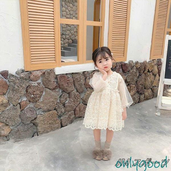 2020子供服 ワンピース 子供ドレス 女の子 超人気 子供服 膝丈 dress 韓国子供服 ジュニア おしゃれ 可愛い 新品　オフホワイト 80-120cm きれいめ 子ども服 キッズ 女児 可愛い通学 姫系ワンピース 秋 ギフト 誕生日...