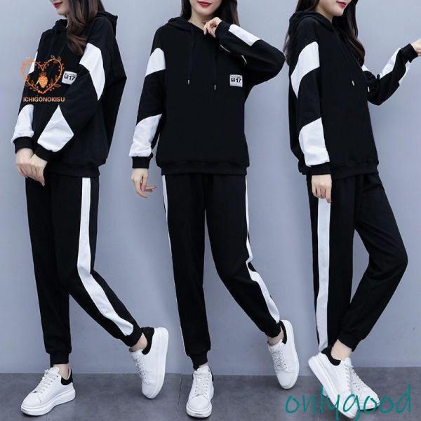【素材】：ポリエステル【セット】：2点セット【カラー】：写真色【サイズ】：cm(約)【商品説明】： セットアップ レディース 秋冬新作 スウェットセット スポーツウェア 2点セット 長袖オーバー ロングパンツ 運動着/部屋着 カジュアル ジ...