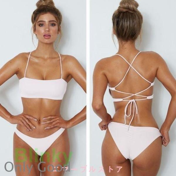後ろのレースアップデザインがで大人かわいい、バンドゥビキニ。パッド付きで、小胸さんでも安心して着ていただけるチューブトップタイプ。女性ウケも男性ウケも間違いないアイテムです！カラ―：ホワイト/レッド/ワインレッド/ブラックサイズ（ｃｍ?ｋｇ...