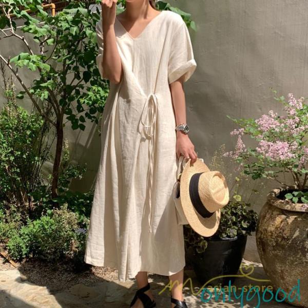 ワンピース レディース 夏 ロングワンピース シンプル お呼ばれワンピース パーティー、二次会 入学式、卒業式通勤服 カジュアル20代30代40代50代さらりと楽ちんに着れる 大人の魅力 脚長効果 リゾートワンピース 春 夏 秋 春夏 ラク...